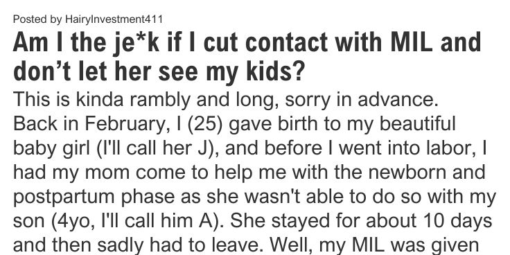 Am I the je*k if I cut contact with MIL and don’t let her see my kids?