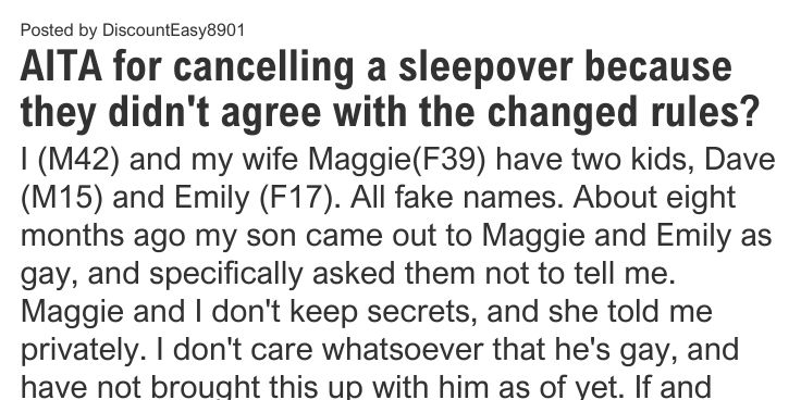 AITA for cancelling a sleepover because they didn't agree with the ...
